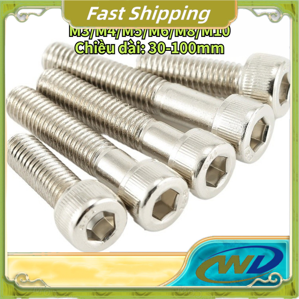 Nickel-plated Semi-Threaded Hexagon Socket Screw M3/M4/M5/M6/M8/M10 ...