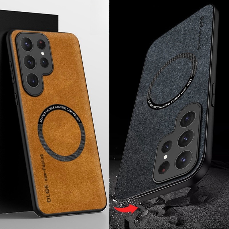 Retro Magnetic Leather Case Casing Samsung Galaxy S24 S23 S22 S21 S20 Ultra Plus FE Cover Skin ...