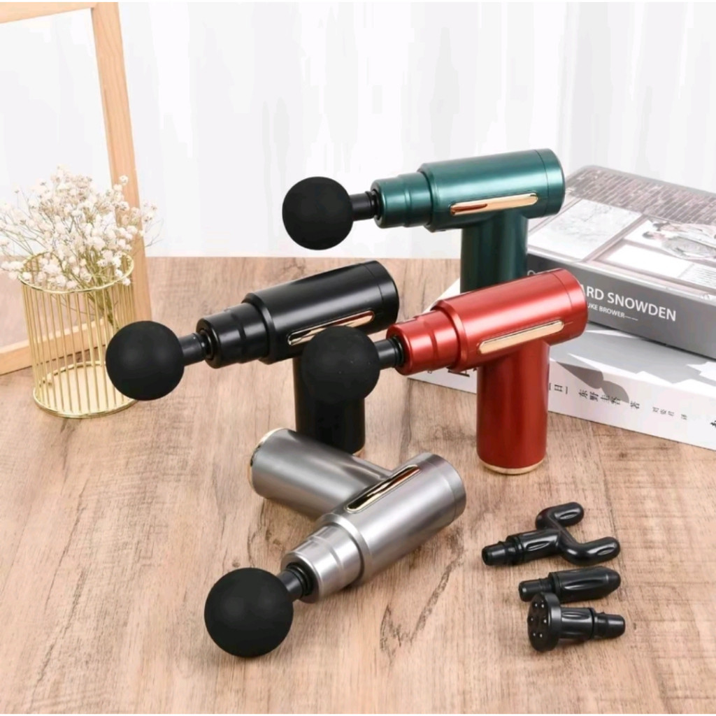 4-head portable muscle massage gun LED display adjustable gear | Shopee ...
