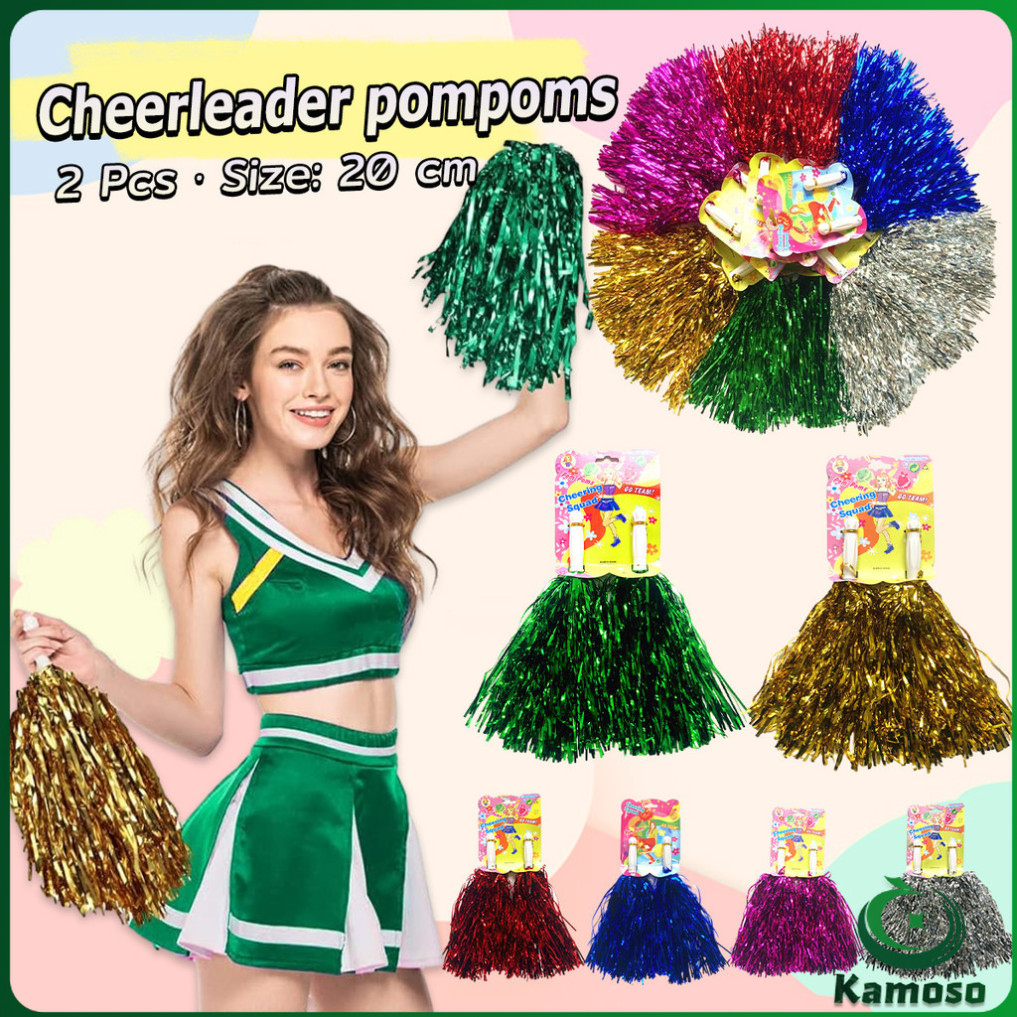 K.O. Cheerleader Metallic Foil PomPoms with Handle for Sports Cheers ...