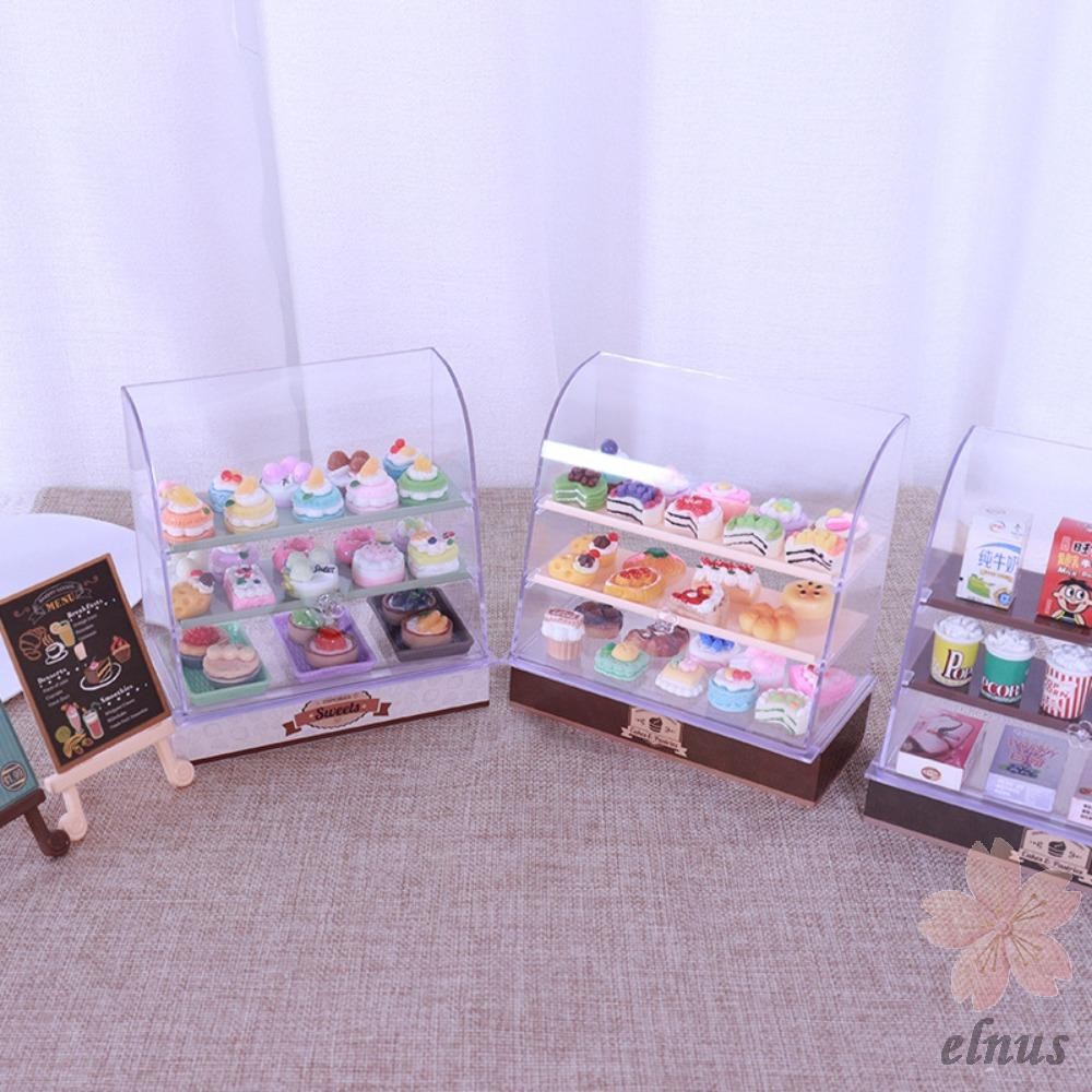 ELNUS Miniature Bakery Case, 1:12 Scale Model Dollhouse Cake Case ...