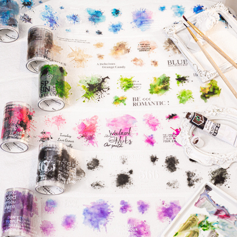 Smudge Theme Text Collage PET Tape Ink Rhyme Flowing Color Series ...