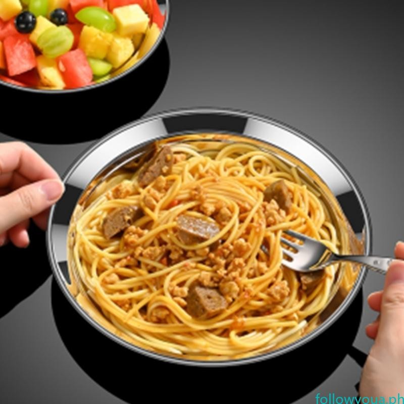 fol Set of 3 316 Stainless Steel Dinner Plates Deepened Spill Proof ...