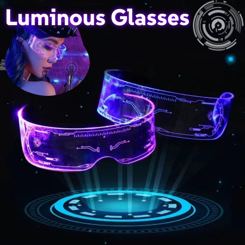 LED Luminous Glasses Neon Colorful Flash Eyeglasses Music Festival ...