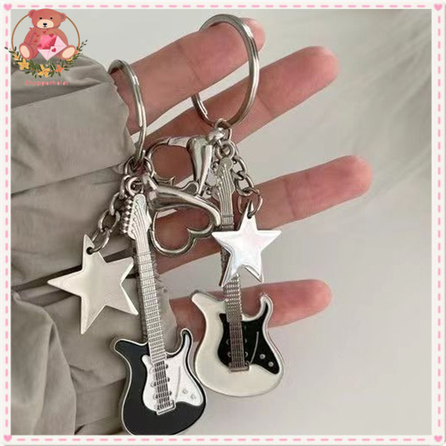 【SH】Bass Key Chain Sweet Cool Electric Guitar Star Retro Pendant ...