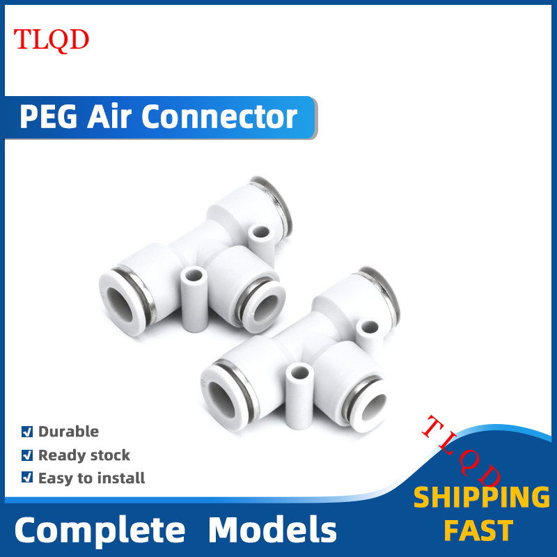 T type reducing tee quick connector PEG4-6-8-10-12-16 pneumatic trachea quick connector Air ...
