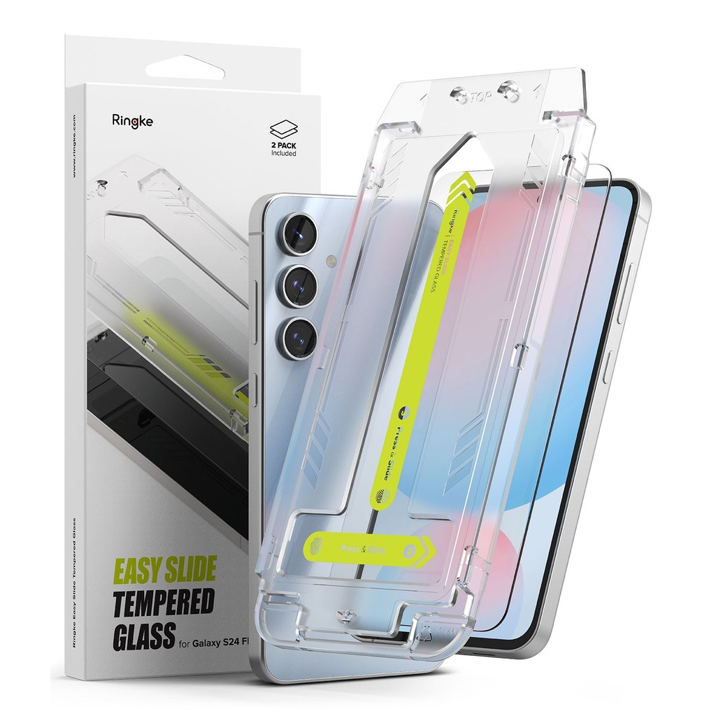 Ringke Easy Slide Galaxy S24 FE Tempered Glass Screen Protector [2 Pcs ...