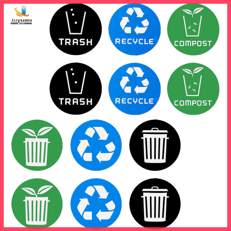 12 Pcs Recycling Bin Junk Garbage Sorting Stickers Labels Can Pvc for ...