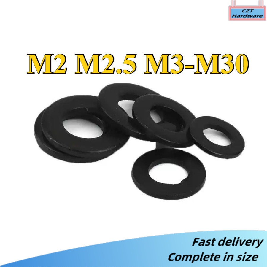 8 Grade Black Flatwasher / Flat Washer / Plain Washer M2/M2.5/M3-M30 (CZT-WDM-1) | Shopee ...