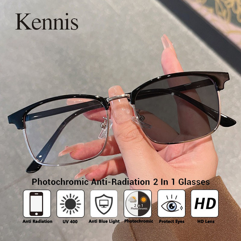 Photochromic Anti Radiation Eye Glasses For Women Men Alloy Anti Blue ...