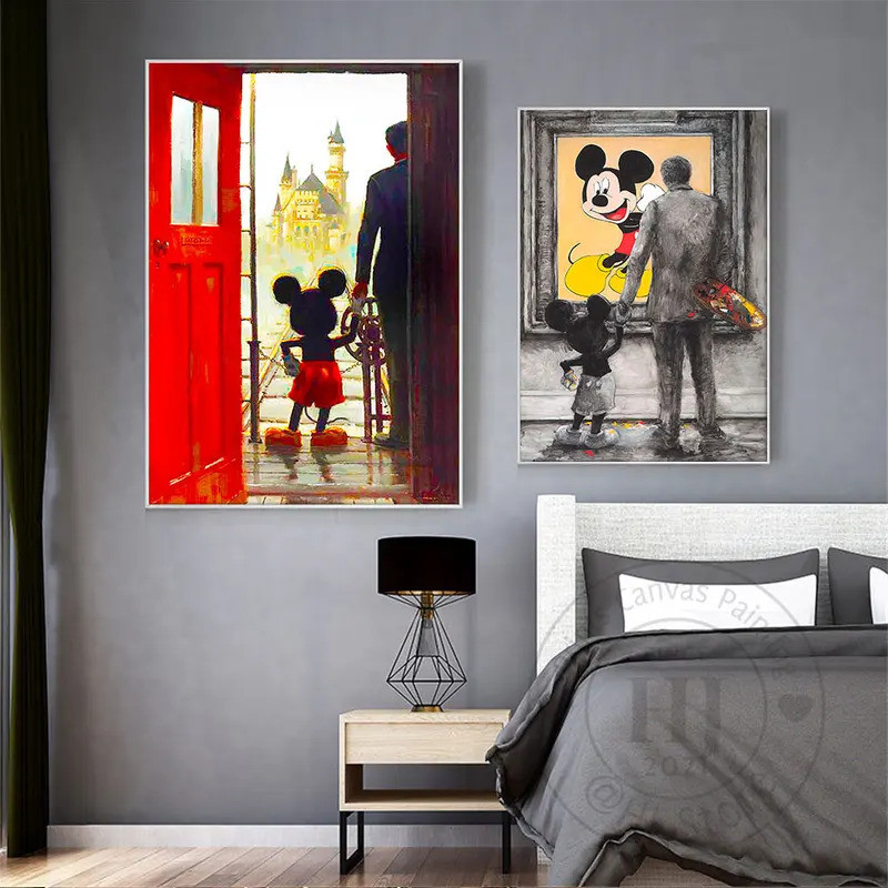Disney Modern Cartoon Mickey Mouse Print Canvas Painting Walt Disney ...
