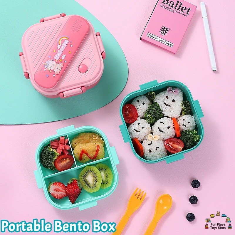 Cute Lunch Box Student Portable Bento Box with Compartments for Kids ...
