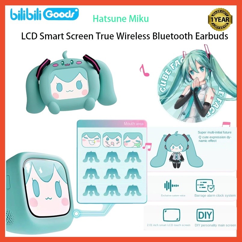 BilibiliGoods Hatsune Miku CUBE FACE LCD Touch - Screen True Wireless ...