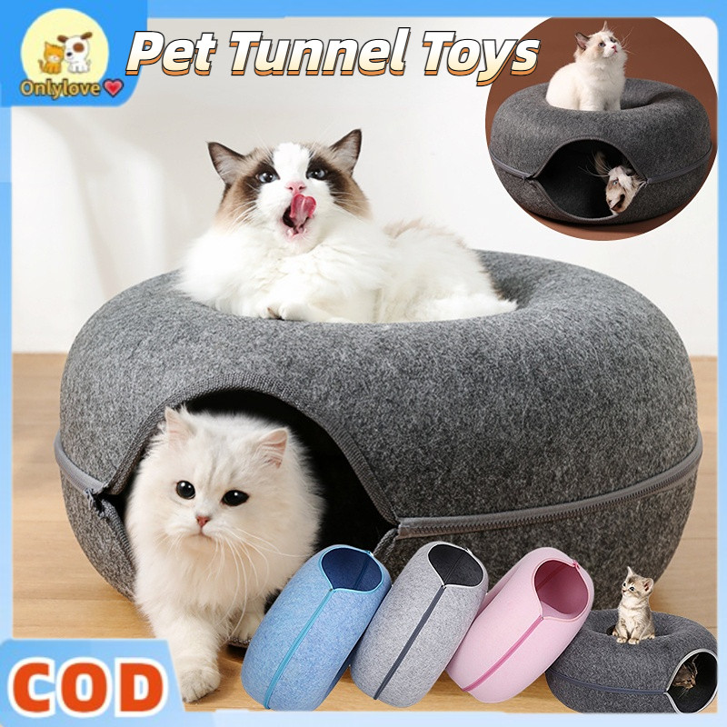 Cat Tunnel Play Cat Toy Indoor Pet Toy Cats Bed Kitten Training Donuts ...