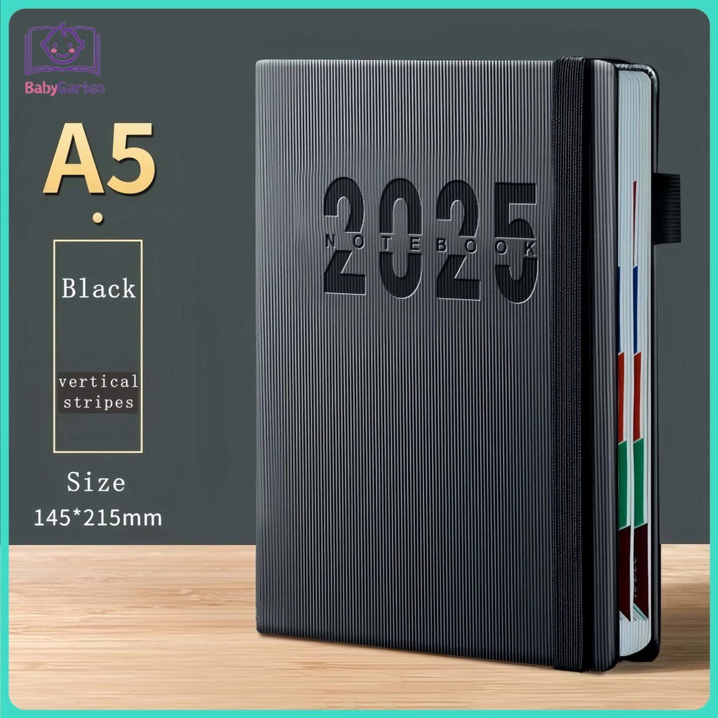 2025 Weekly & Monthly Planner A5 Notebook 100 GSM Paper PU Leather Hard ...