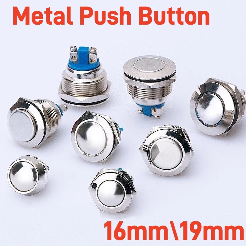 1pcs New 16mm 19mm 2A/36V DC Waterproof Push Button Push Button Switch ...