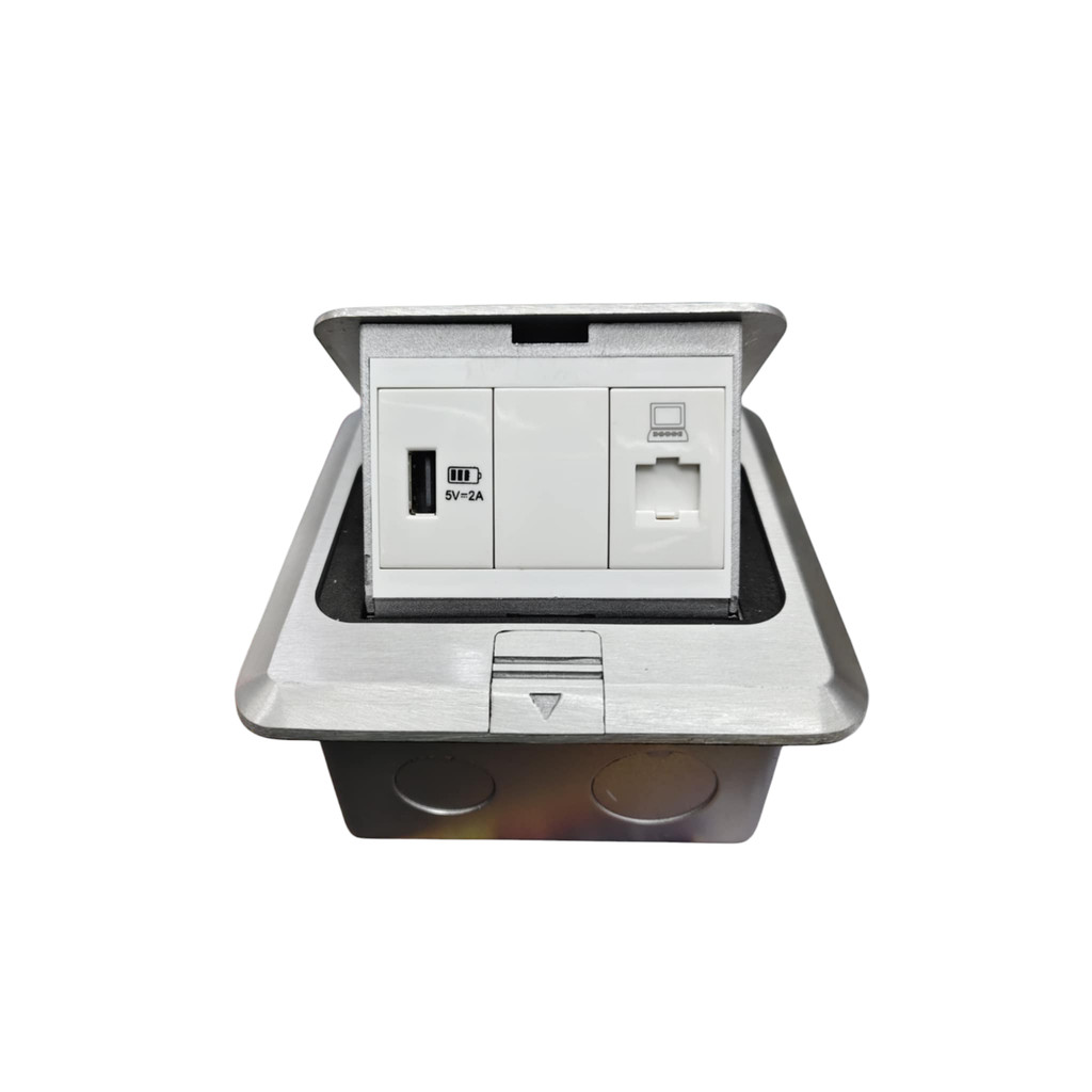 Orbik /T&J Floor Outlet Pop-up CAT6 Outlet and USB-A 5VDC 2100mAh with ...