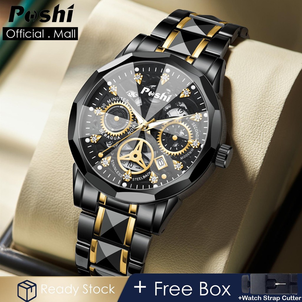 POSHI Watch For Men Waterproof Original Stainless Steel Automatic ...