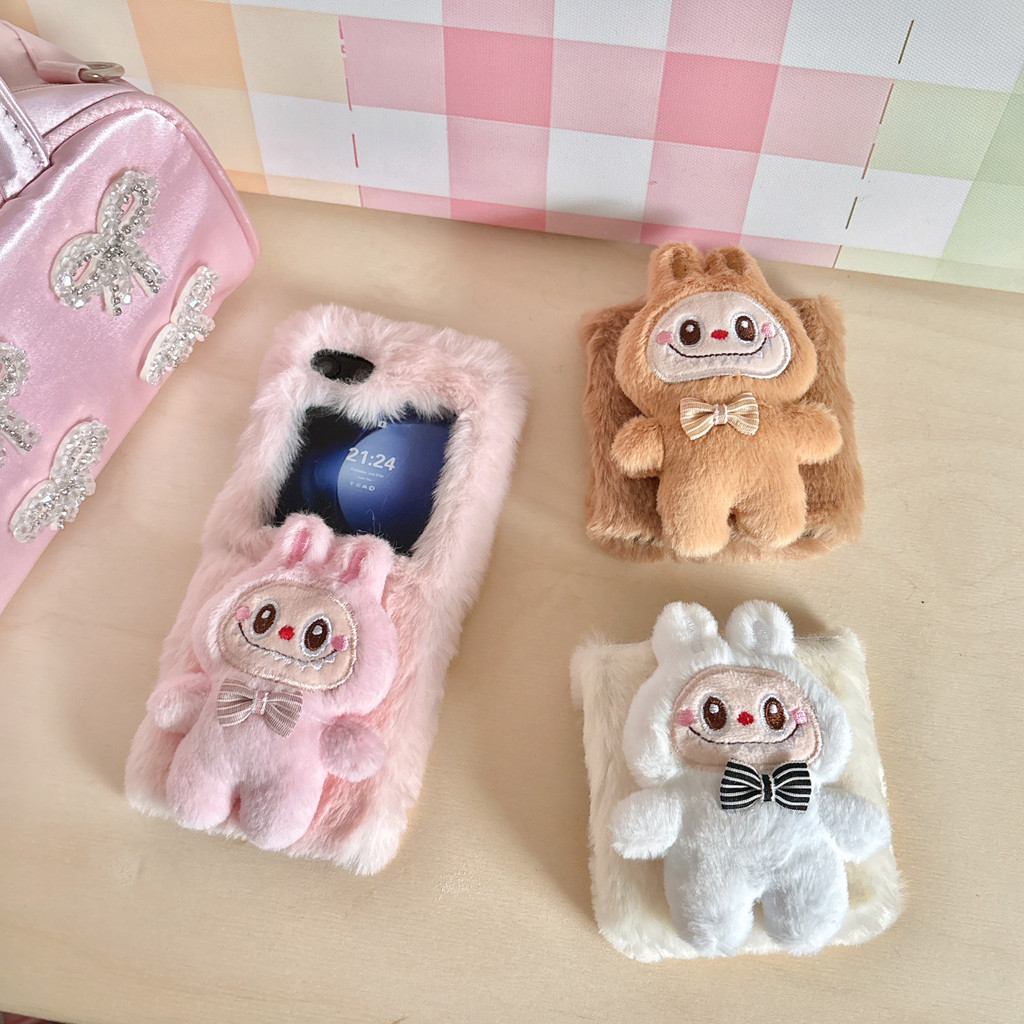 Samsung Galaxy Z Flip 6 Flip5 Plush fur case cute cartoon colorful ...