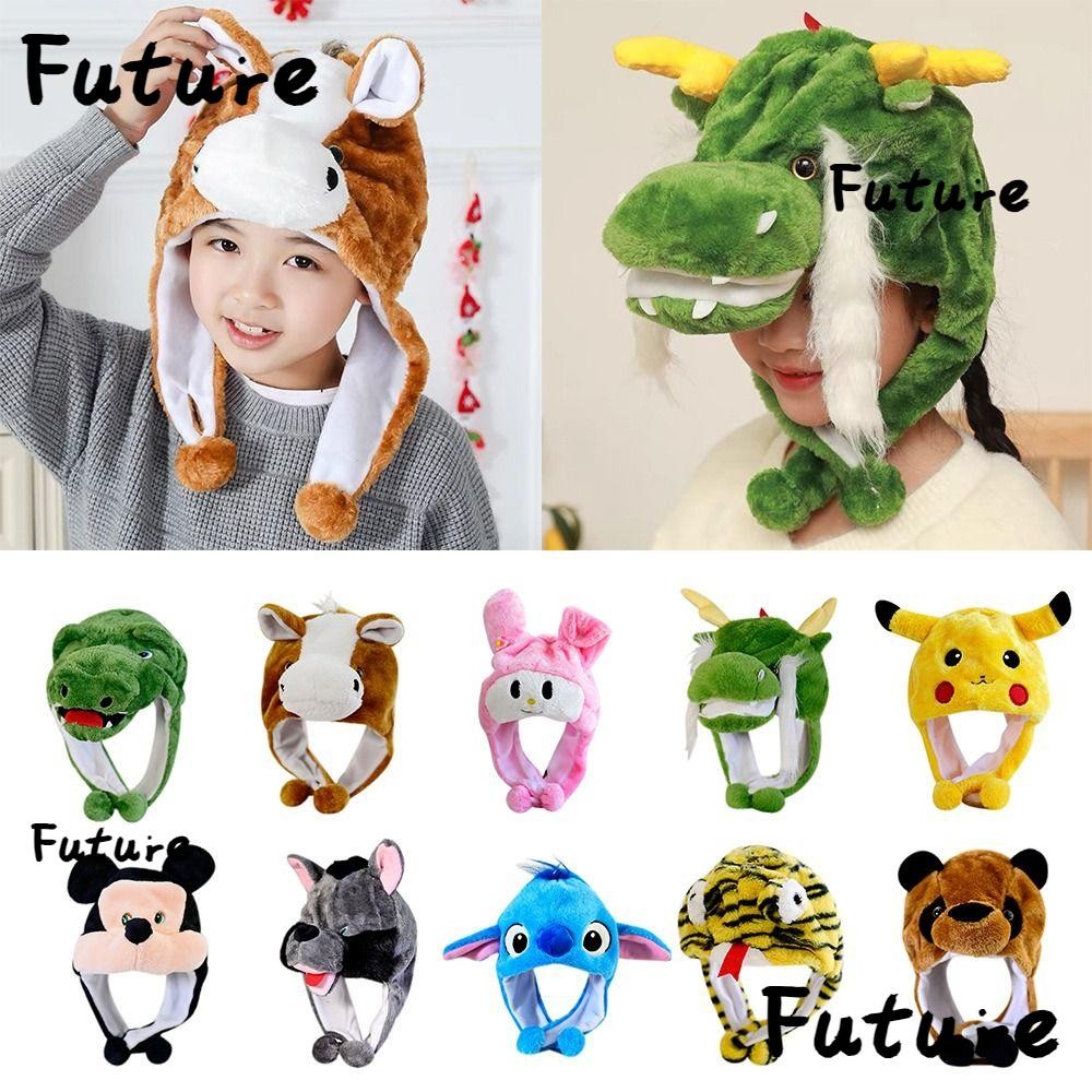 FUTURE Plush Moving Hat, Animal Neck Warmer Animal Earflap Hat, Bomber ...