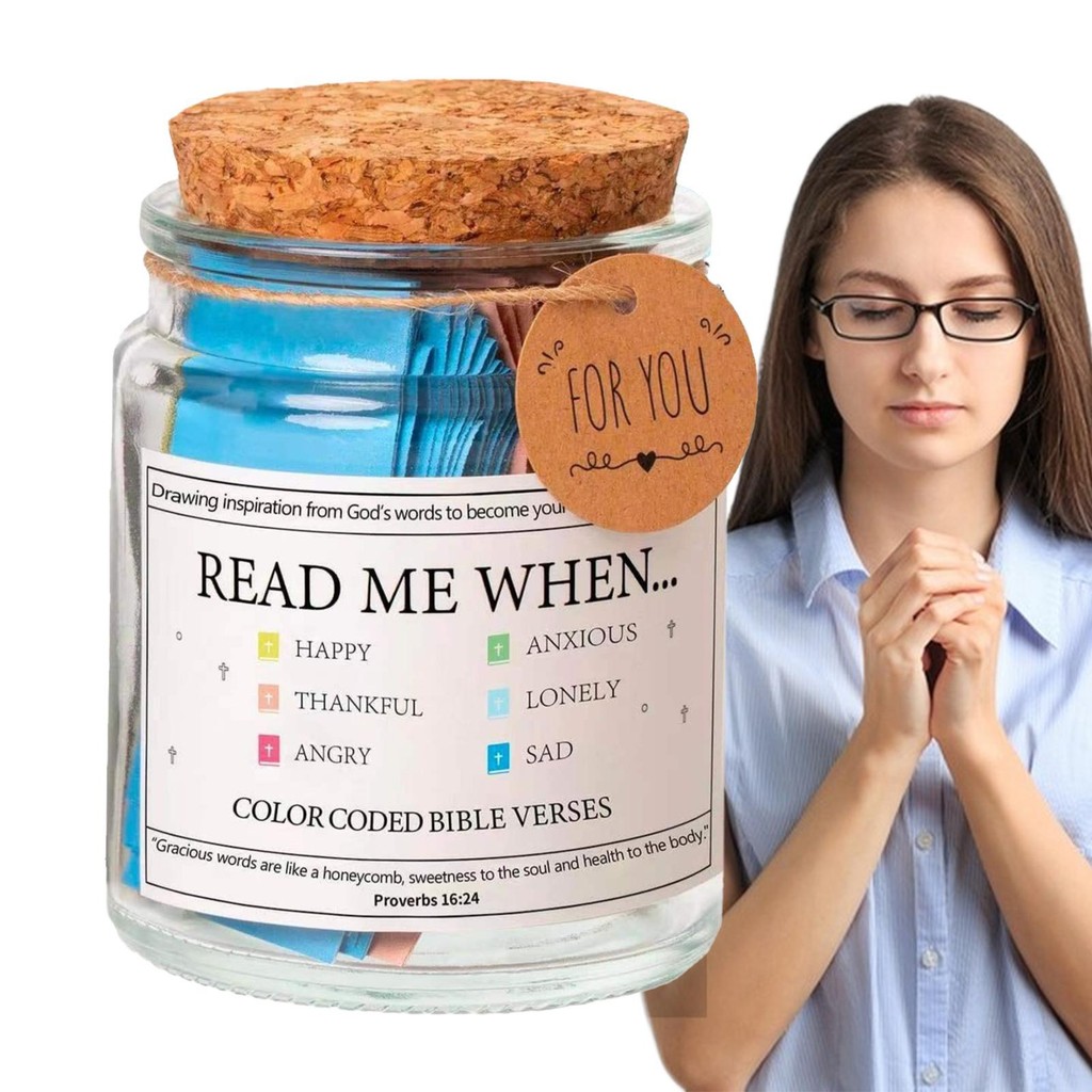 Bible Verses in a Jar Read Me When Colorful Bible Verses in Glass Holy ...