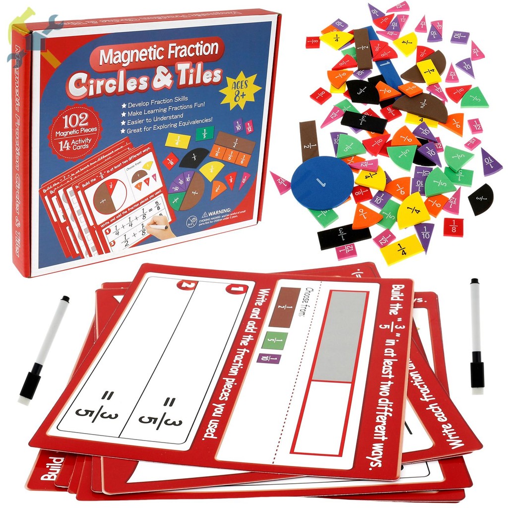 Magnetic Fraction Tiles and Fraction Circles Set Math Manipulatives for ...