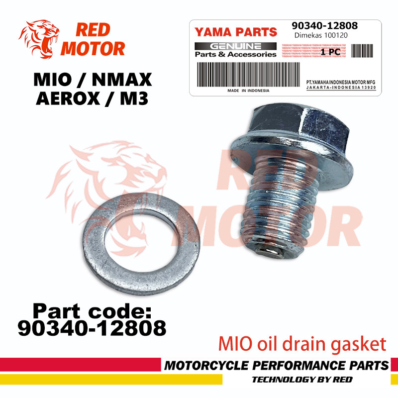 (with Free Wasser) Oil Drain Plug Bolt Magnet MIO/NMAX/AEROX/M3 90340 ...