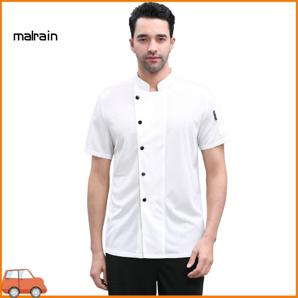 [Ma] Chef Clothes Buttoned Chef Jacket Stain-resistant Chef Shirt for ...
