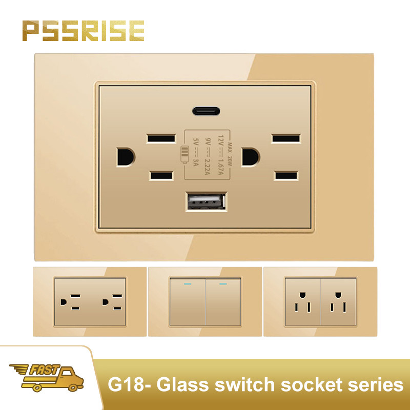PSSRISE High Quality Wall Switch Socket Outlet Set 15A Flame Retardant ...