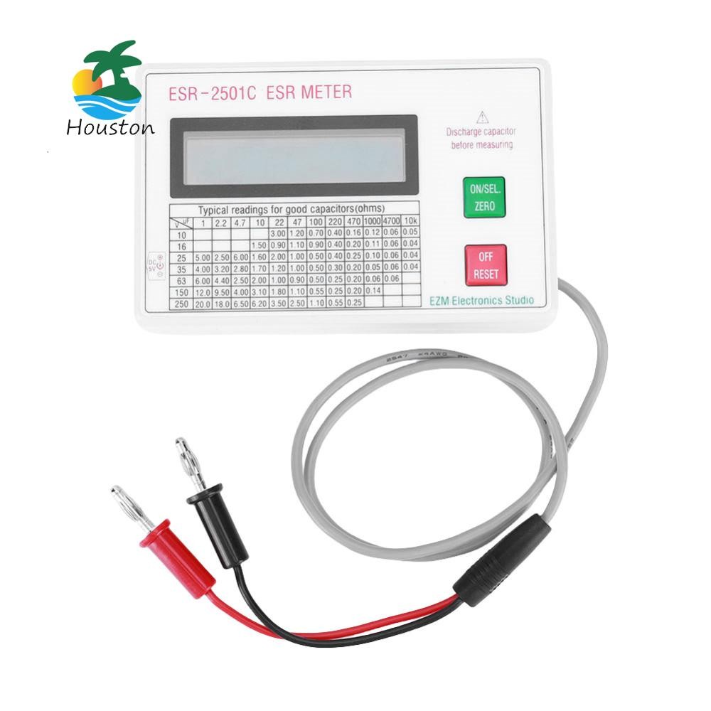 ESR DCR Tester LCD Display ESR Meter With Test Leads Clip Battery Smart ...