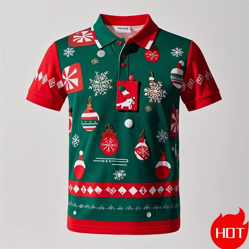 Funny 3D Cute Santa Claus Xmas Printing Polo Shirt For Men Happy ...