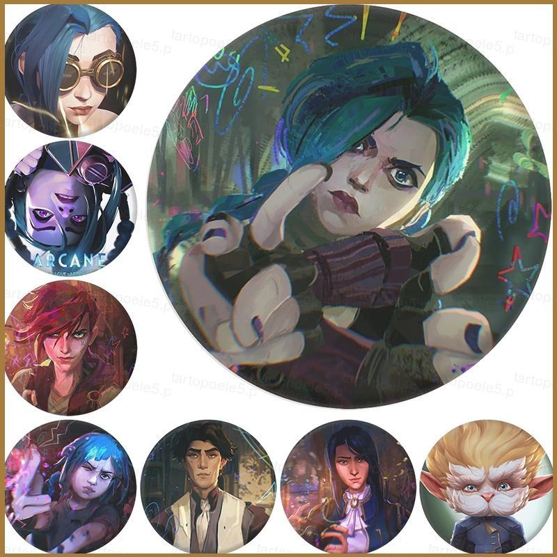 Sta5 Arcane: League of Legends Anime Badge Tin Mirror Keychain Backpack ...