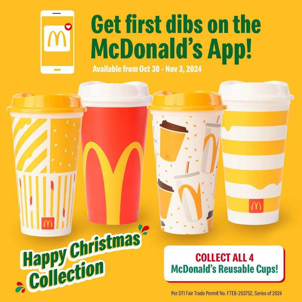 McDonald’s Happy Christmas Collection Reusable Cups October 2024 ...