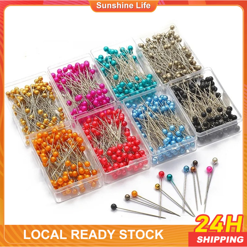 100Pcs 38cm Pearl Positioning Needles Head Stitch Straight Push Sewing ...