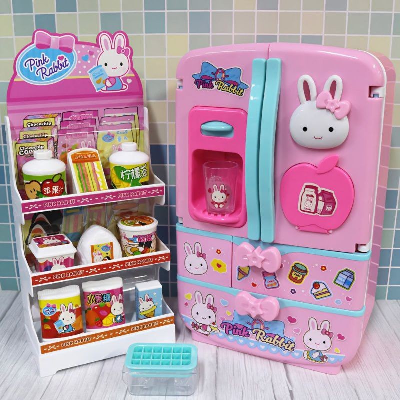 Pink Rabbit Double Door Refrigerator Washing Machine Girls Playing ...