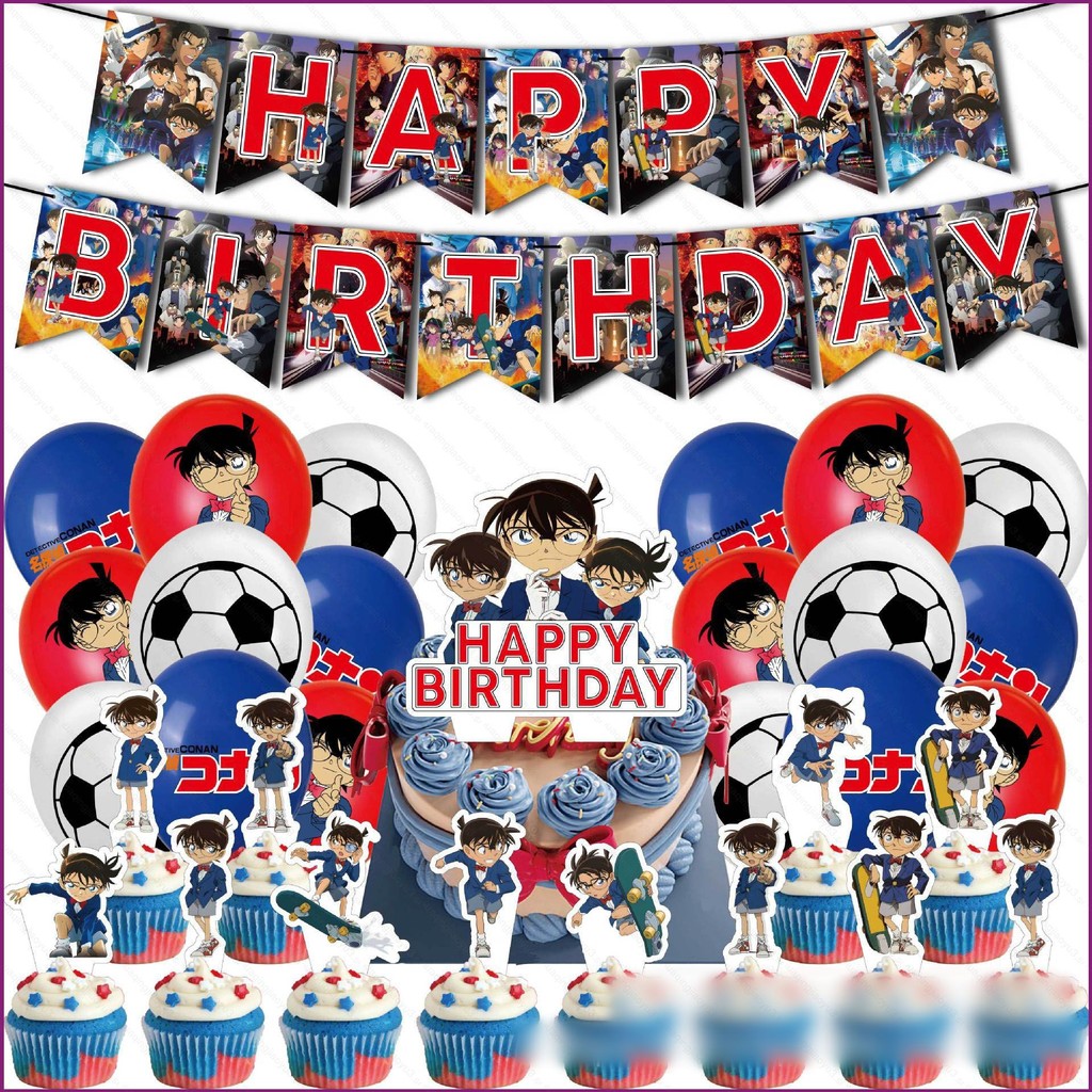 HQ3 Detective Conan theme kids birthday party decorations banner cake ...