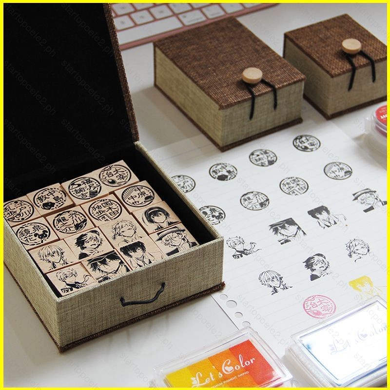 ST2 Bungo Stray Dogs Seal Anime Hand Account Wooden Seals Inkpad Dazai ...