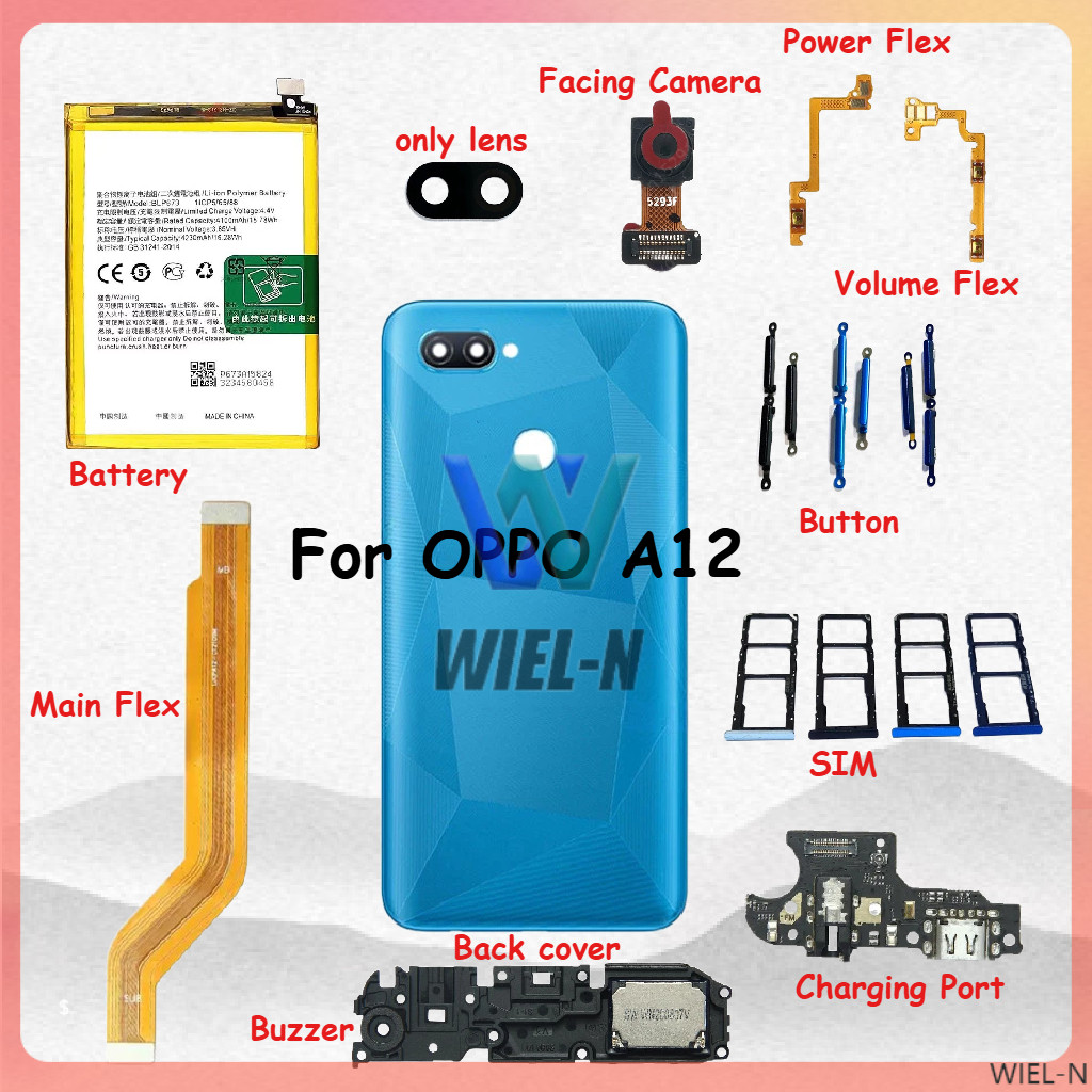 Replacement for OPPO A12 back cover, card tray, side button, speaker ...