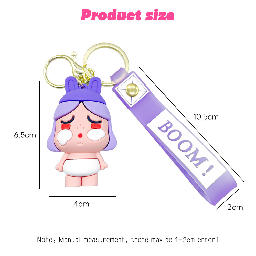 Bevavar Cute Crybaby Keychain Gantungan Kunci Kawaii Crying Baby Doll ...