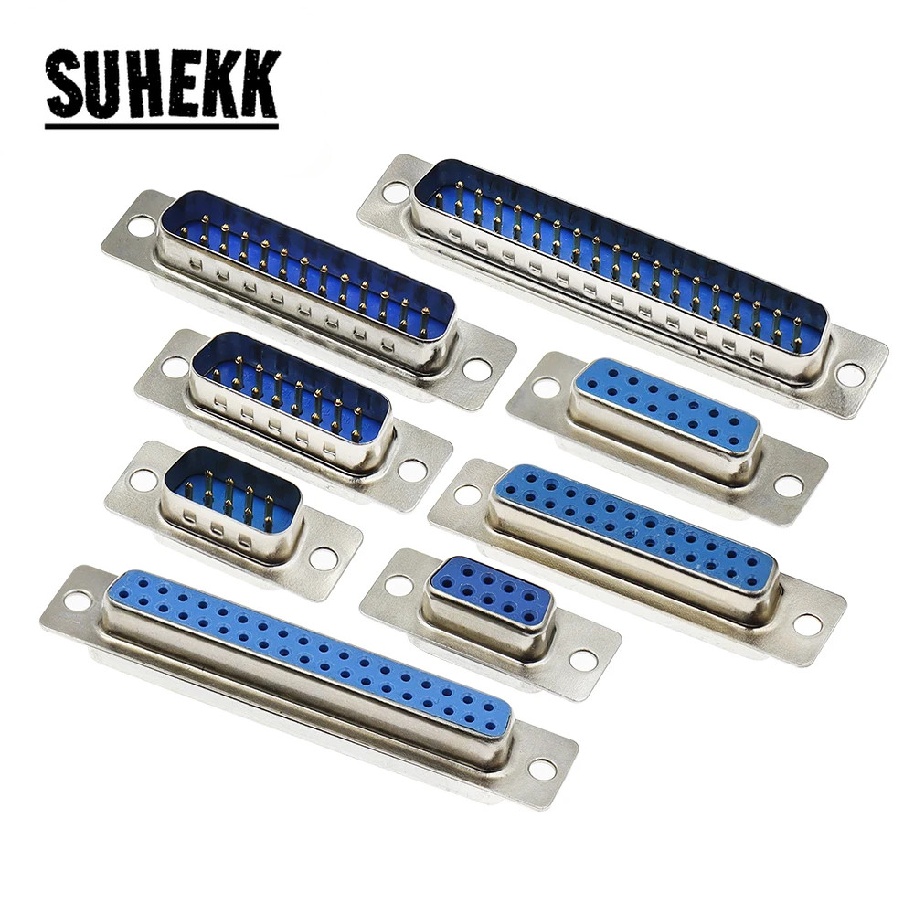 5Pcs DB9 DB15 DB25 DB37 Hole/Pin Female/Male Blue Welded Connector ...