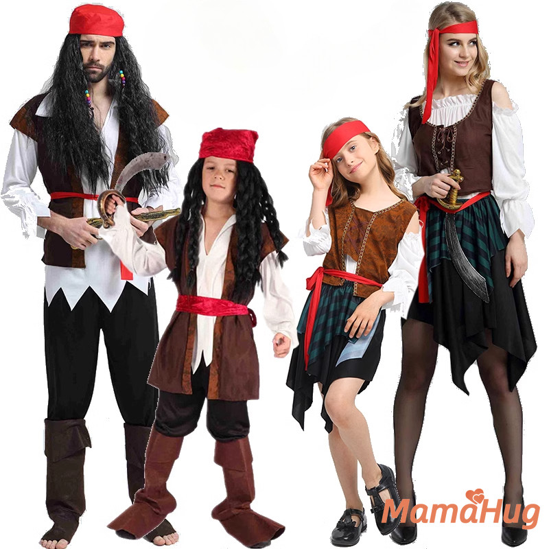 Kids Pirate Captain Boys Grils Halloween Costume Family Parent Child ...