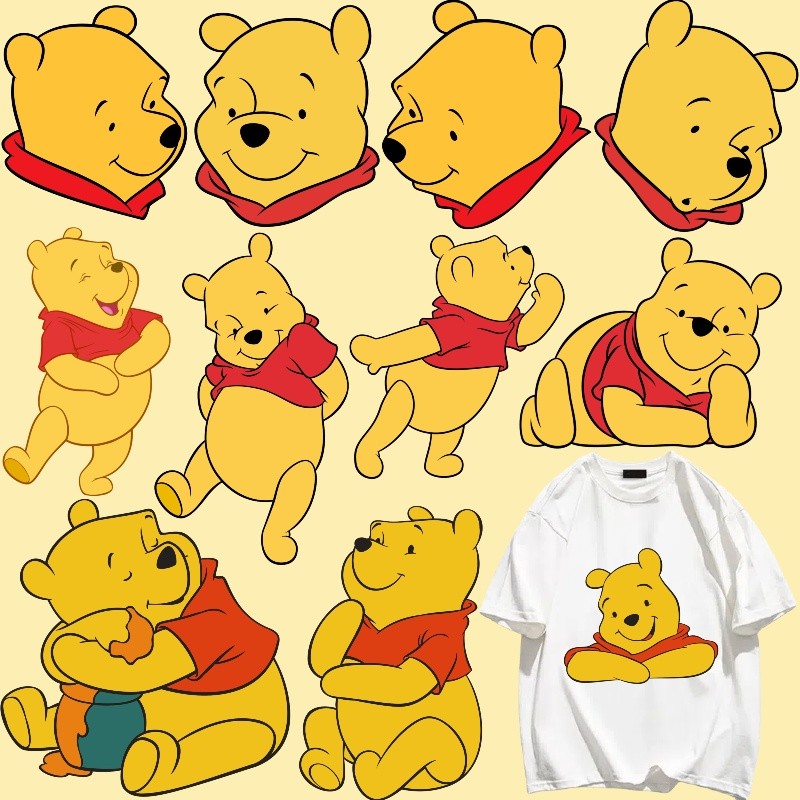Winnie the Pooh hot stamping stickers DIY heat transfer washing ...