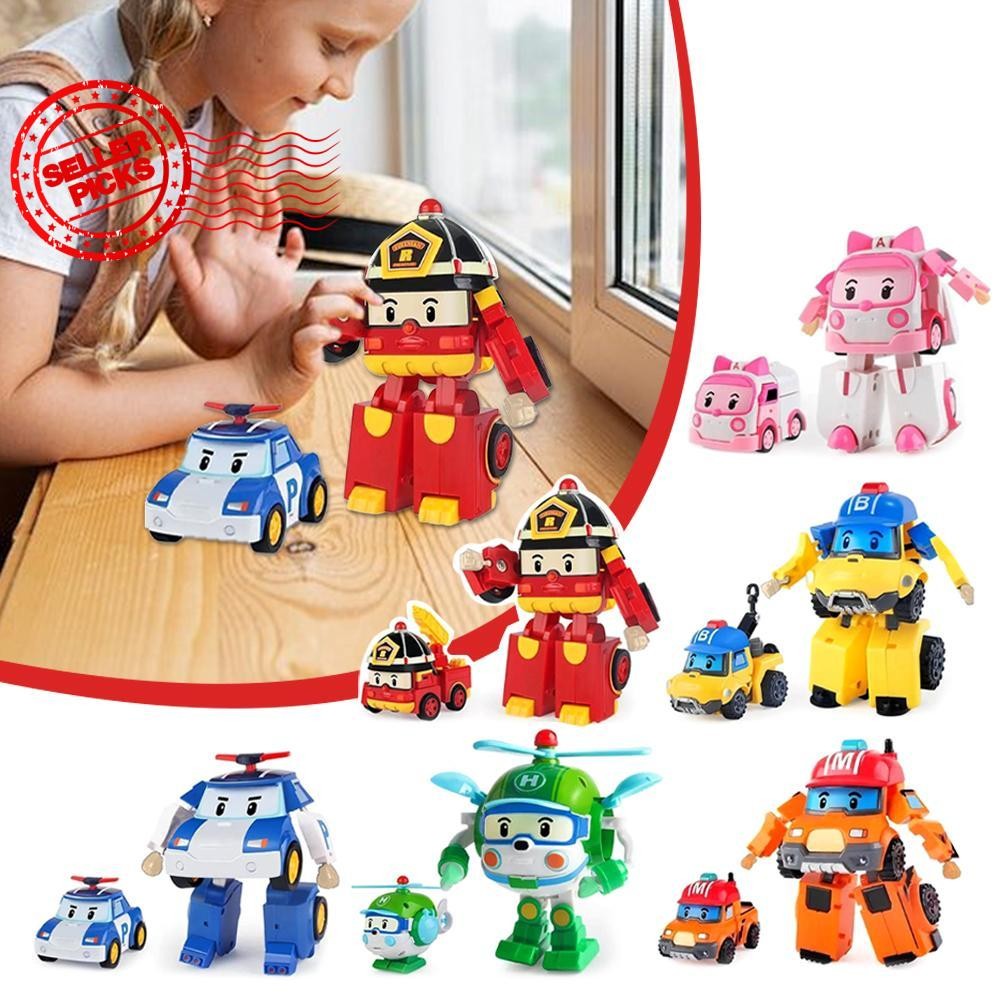 Transformed Police Car Poli Robot Set Traffic Baby Set Toy Children's ...