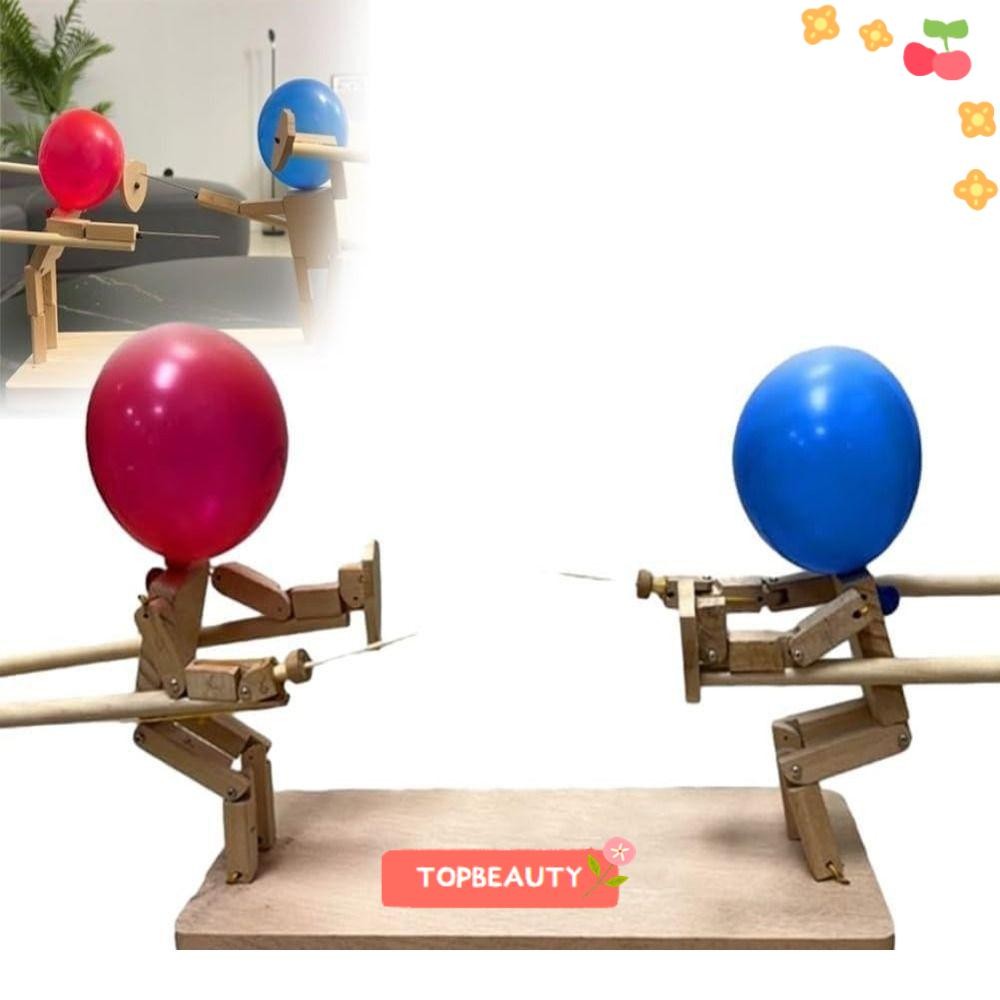 BEAUTY Wooden Bots Battle Game, Two-Player with 20 Balloons Balloon ...