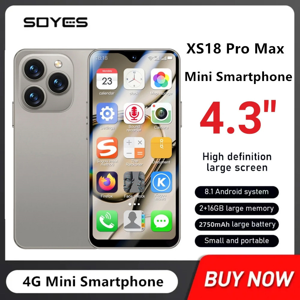 SOYES XS18 Pro Max Mini Smartphone 4.3Inch 2GB RAM+16GB ROM 4G Network Full Band 2750mAh Mobile ...