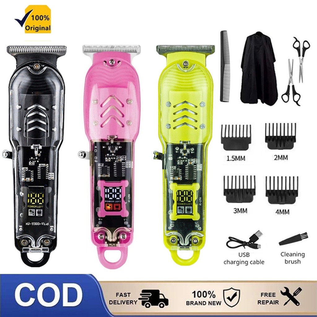 2025 New Transparent Hair Clipper Power Display Hair Clipper Men's ...