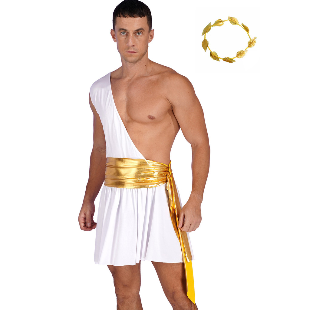 Men Halloween Ancient Greek Zeus God King Cosplay Costume Theme Party ...