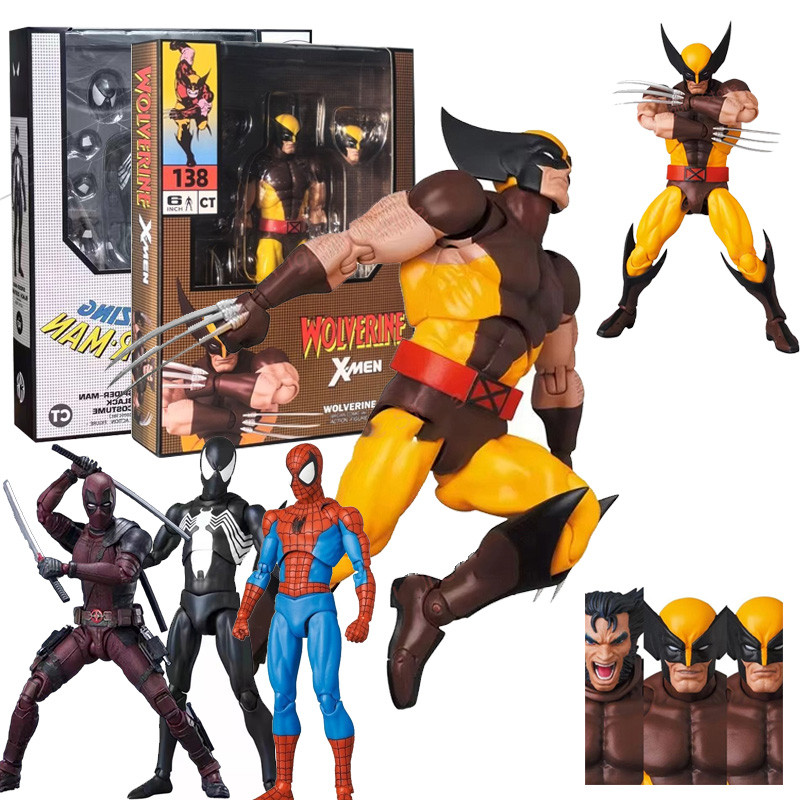 SHF Deapool Wolverine Action Figure 147# Symbiote SpiderMan Mafex 185 ...