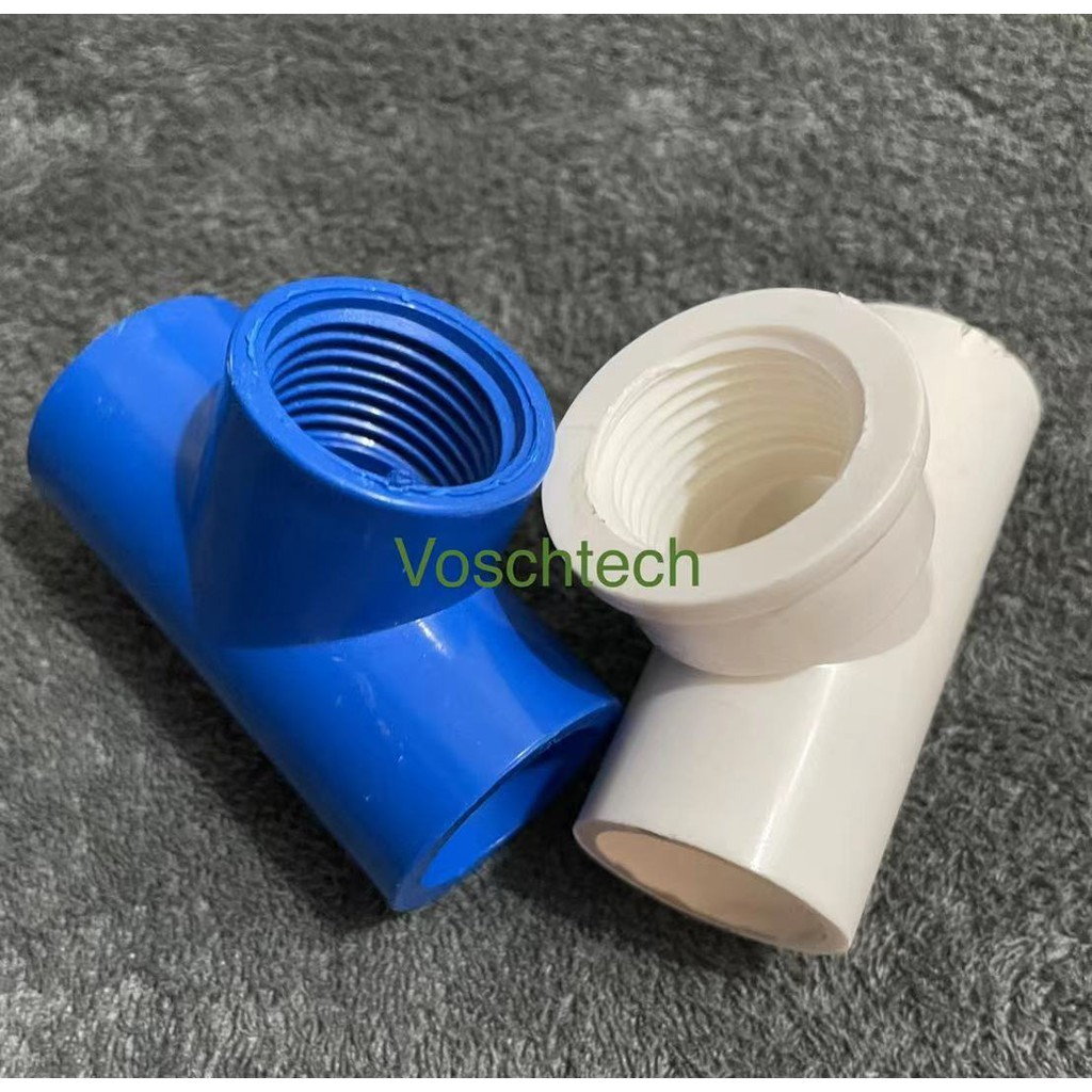 50pcs PVC blue fittings Female Tee(w/threaded). 1/2”. 3/4”. 1” | Shopee ...