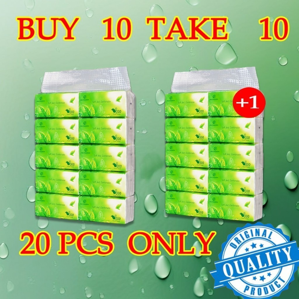 SCY.S【300 Sheets× 10/20/50 Pack】Organic Green Tea Facial Tissue Paper ...
